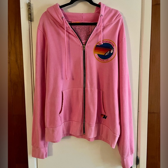Aviator Nation | Tops | Aviator Nation Pink Venice Zip Up Hoodie | Poshmark